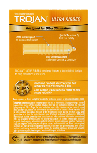 TROJAN Ultra Ribbed Lubricated Condoms - Always Attract